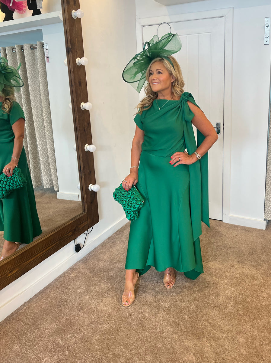 Kevan Jon Didi drape dress in Kelly green – Deja Elite Boutique