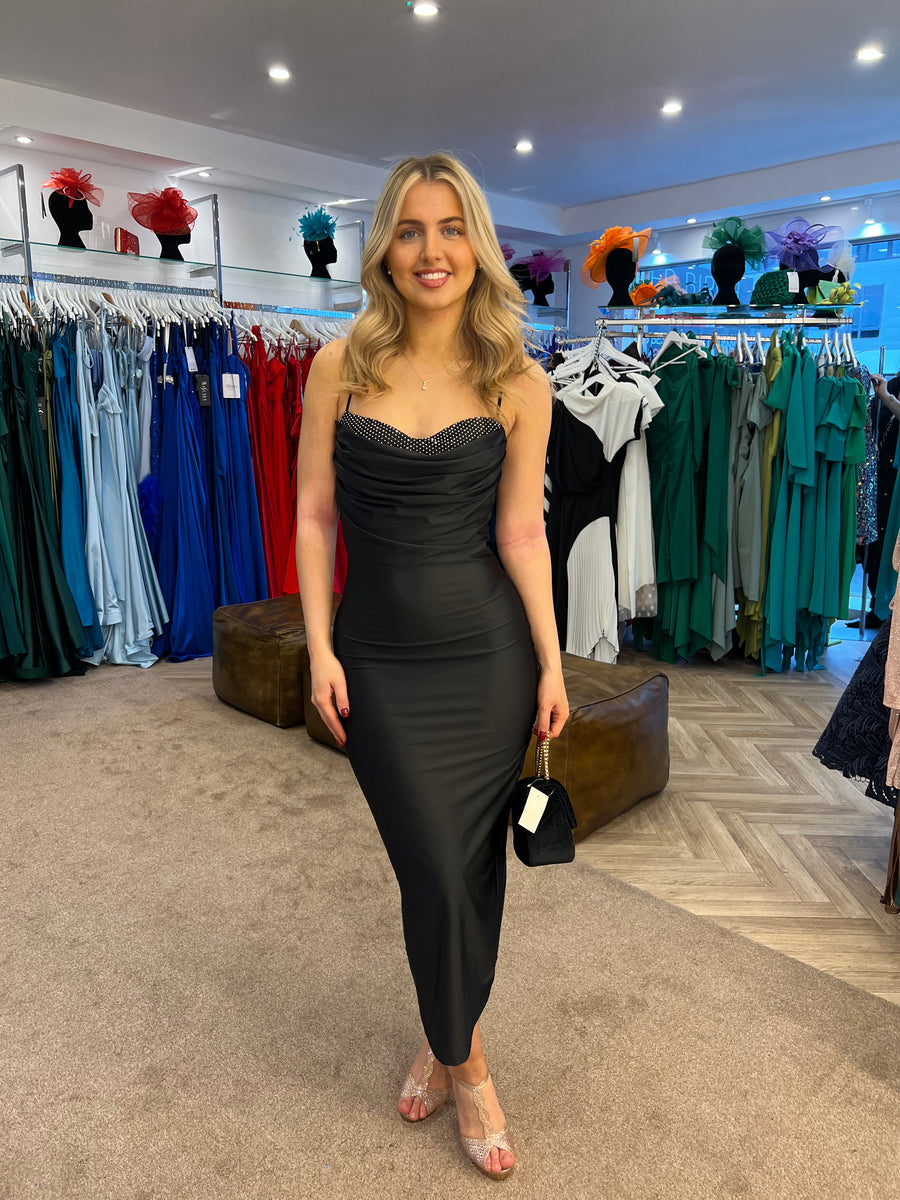 Joely diamante corset midi dress 4 colours green, royal, black, champa ...