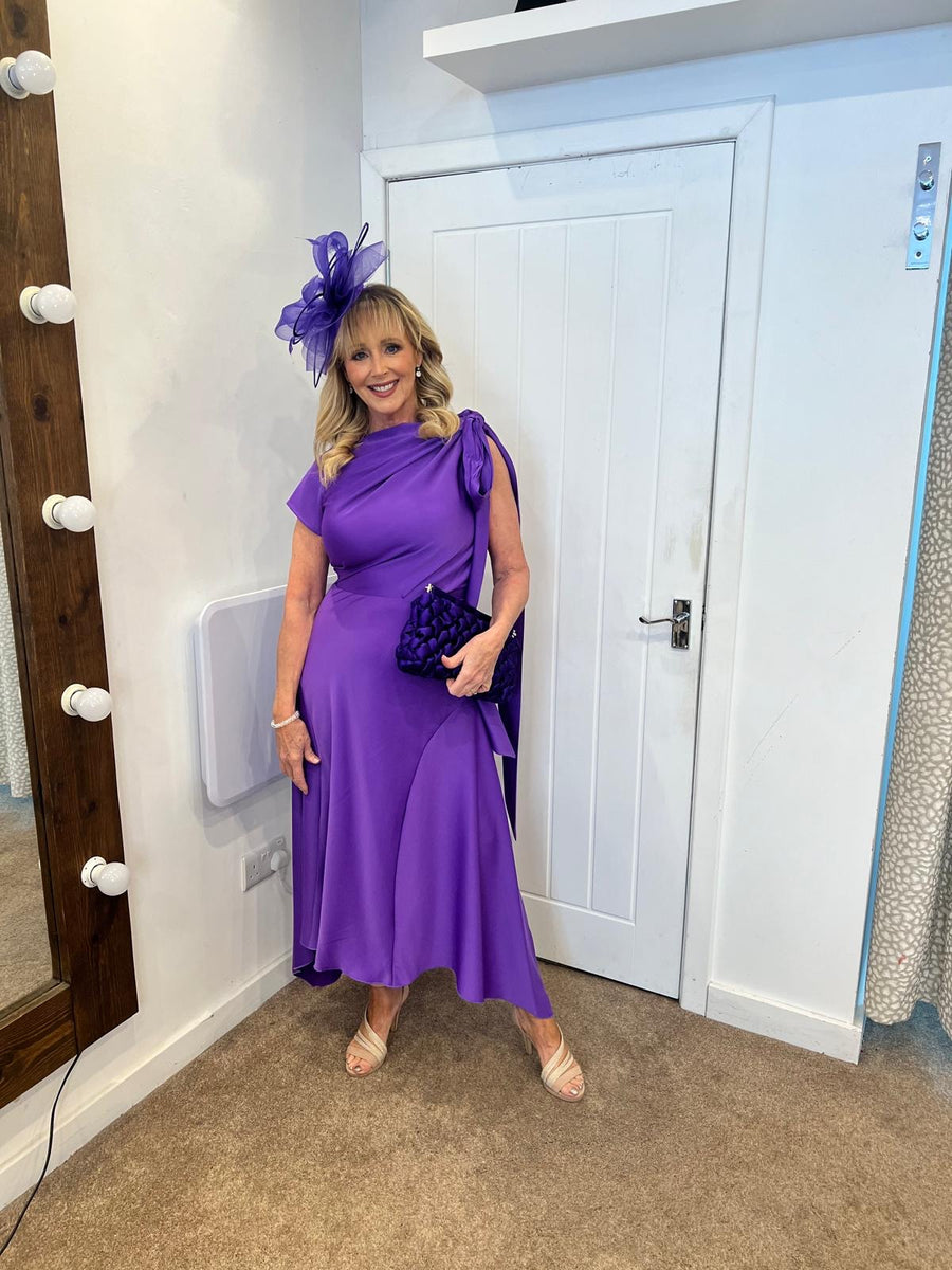 Kevan Jon Didi drape dress in violet purple – Deja Elite Boutique