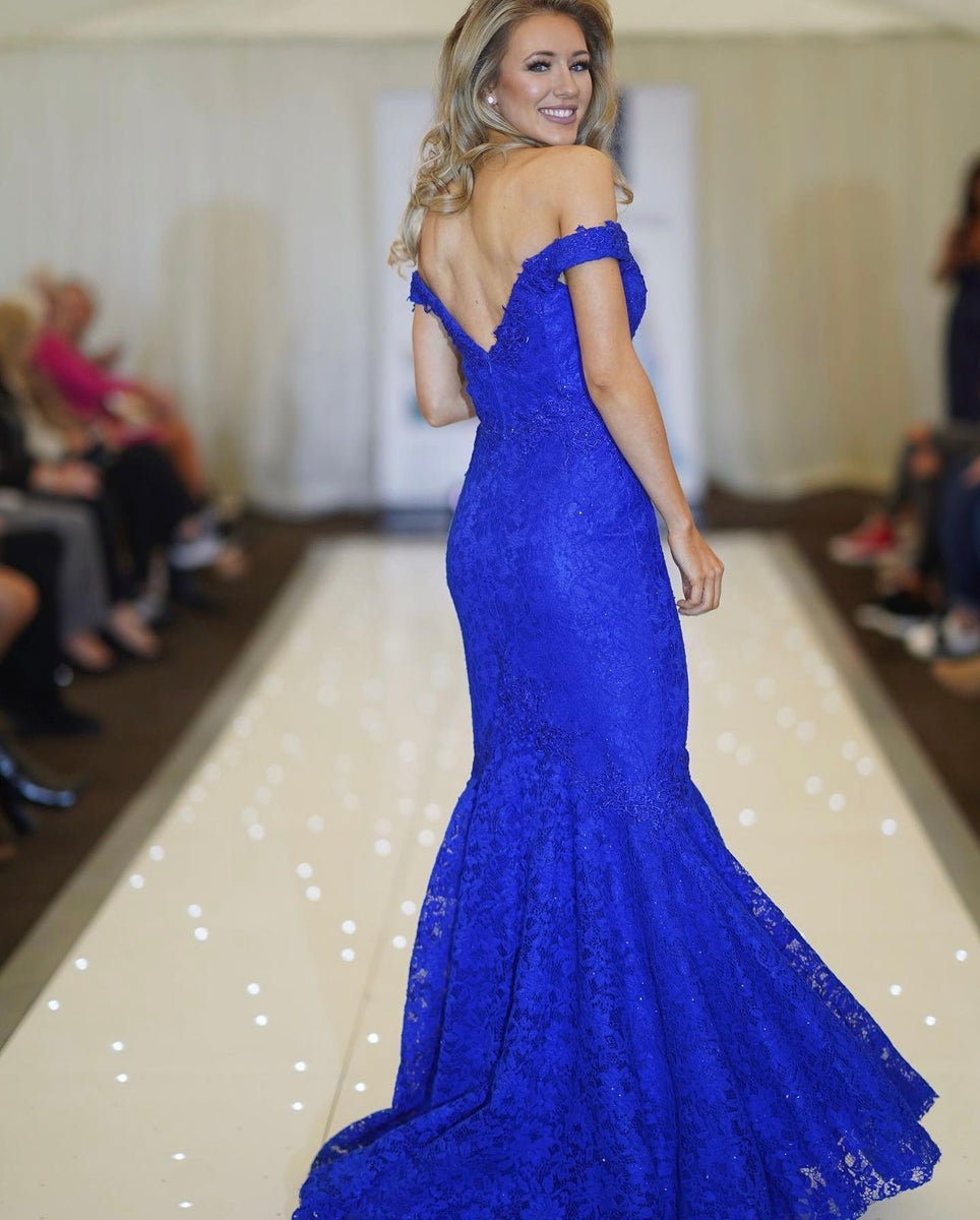 Tiffanys Angela royal blue fishtail lace prom dress Size 4 fits 6 - ON ...