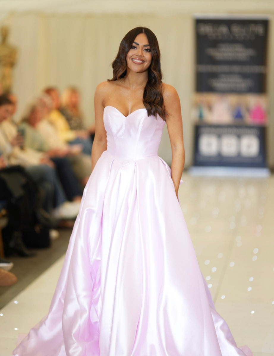 Mayah satin bow back sweetheart ballgown prom dress in baby pink, lemo ...