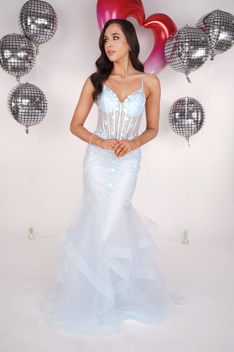 Luna baby blue mermaid prom dress – Deja Elite Boutique
